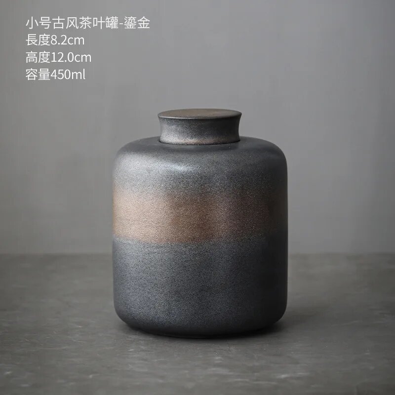 Керамическая банка для чая Серый, small 8.2x12cm