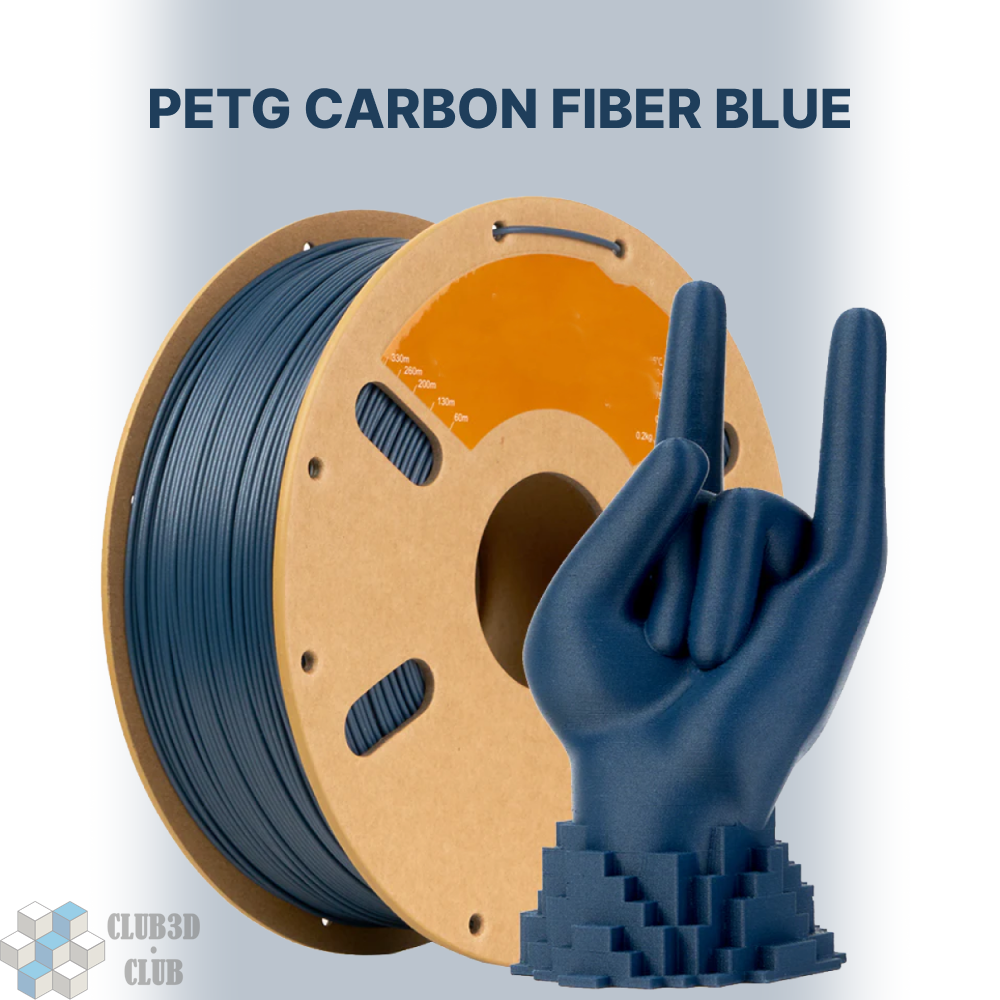 Carbon Fiber PETG пластик (Filament Пруток) CLUB3D PRO - Синий (Blue) 1KG (1,75мм)