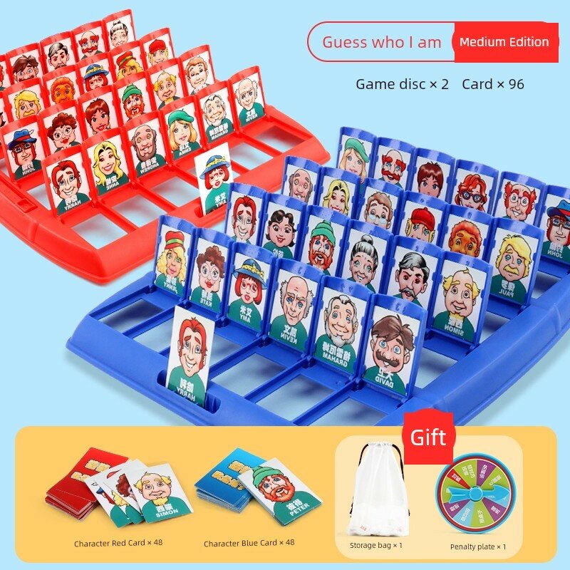 Guess Who? Полный набор с 2 игровыми полями, 96 картами персонажей, сумкой для хранения и диском-наказанием