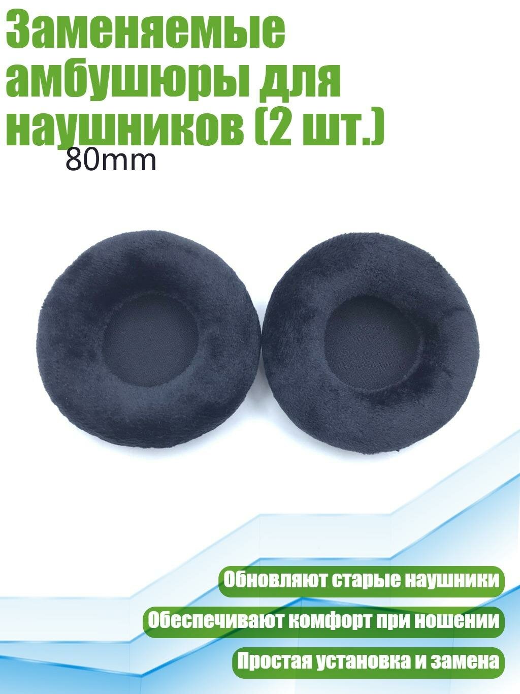 Заменяемые амбушюры для наушников (2 шт.), 80mm