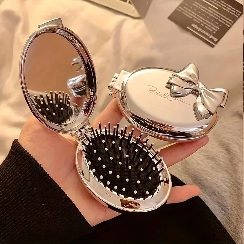 Мини-расческа в форме банта Серебряный, Silver — фото 1