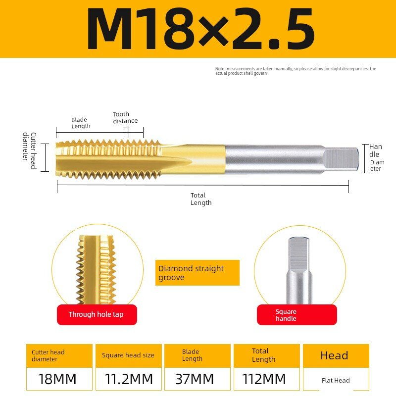 Кобальтовый прямой канавки сверло-резец M18x2.5 из нержавеющей стали для точного сверления в машинном инструменте