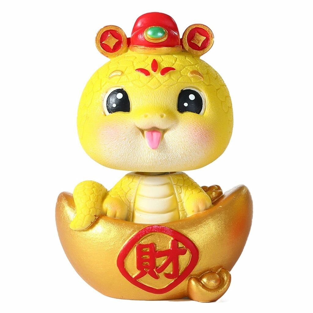 Декоративная скульптура, Золотая змея с покачивающейся головой - золотой слиток в стиле Гоуча