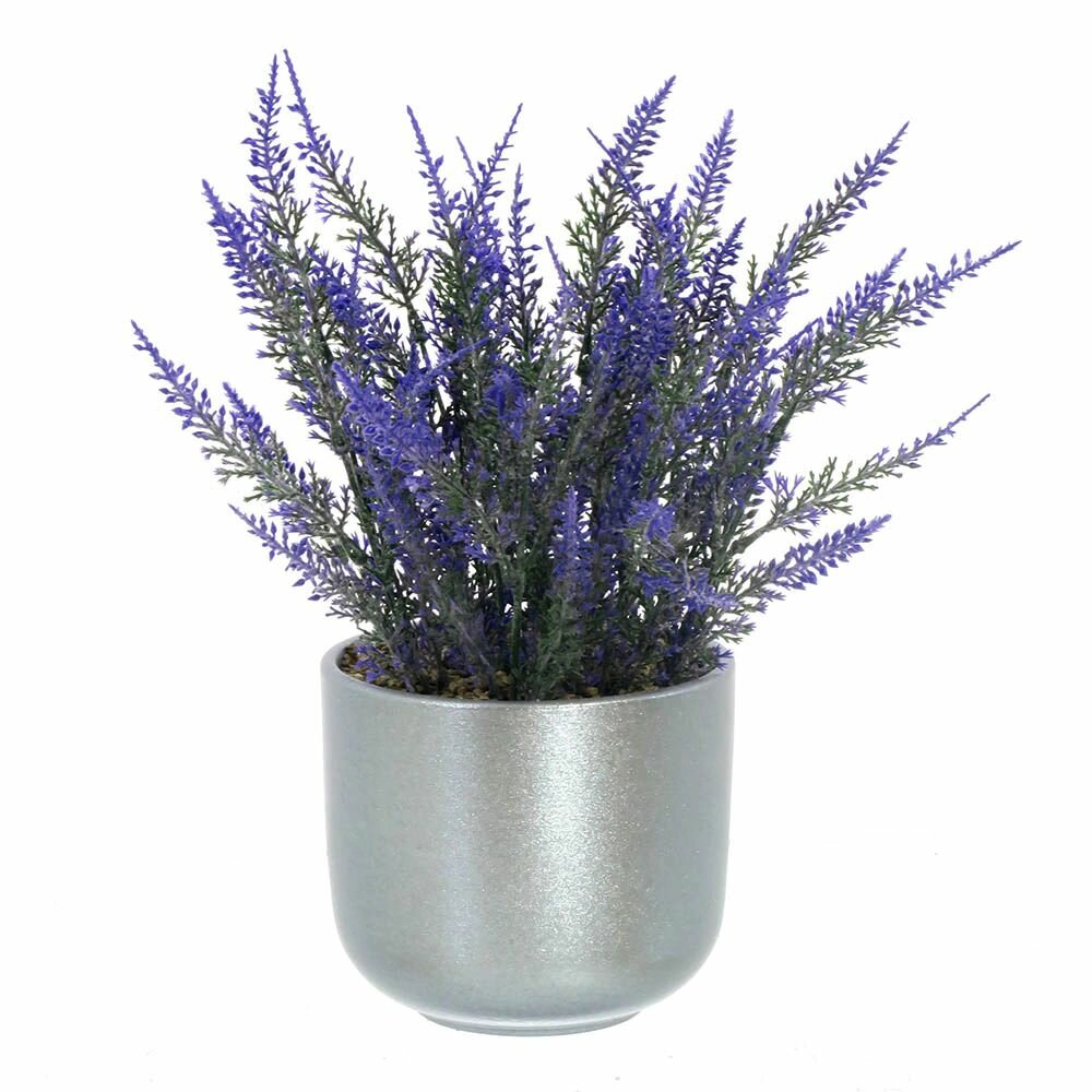 Растение искусственное Лаванда Сирт в кашпо высота 30 см