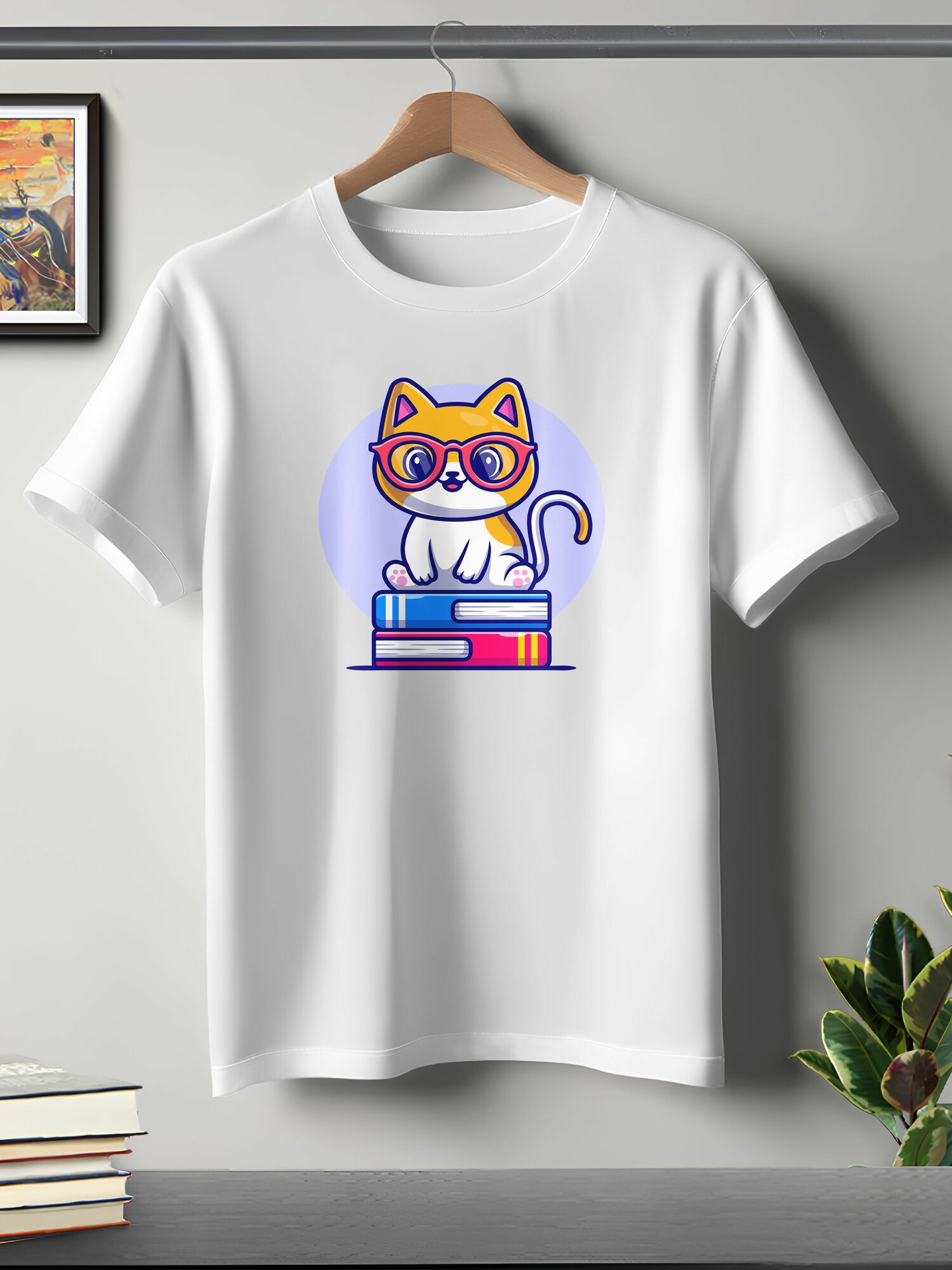 Футболка  Детская ONEQ 134 (9-10) размер с принтом Котенок, белая