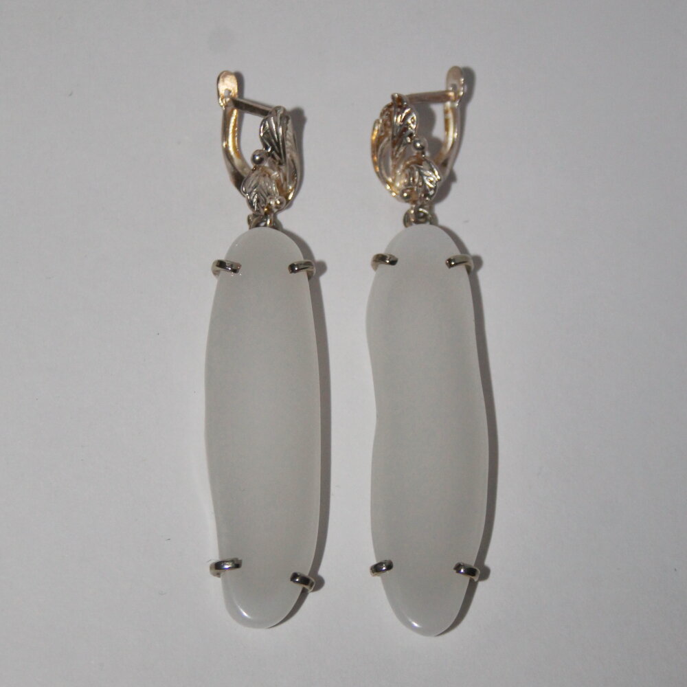 Серьги с подвесками, кахолонг