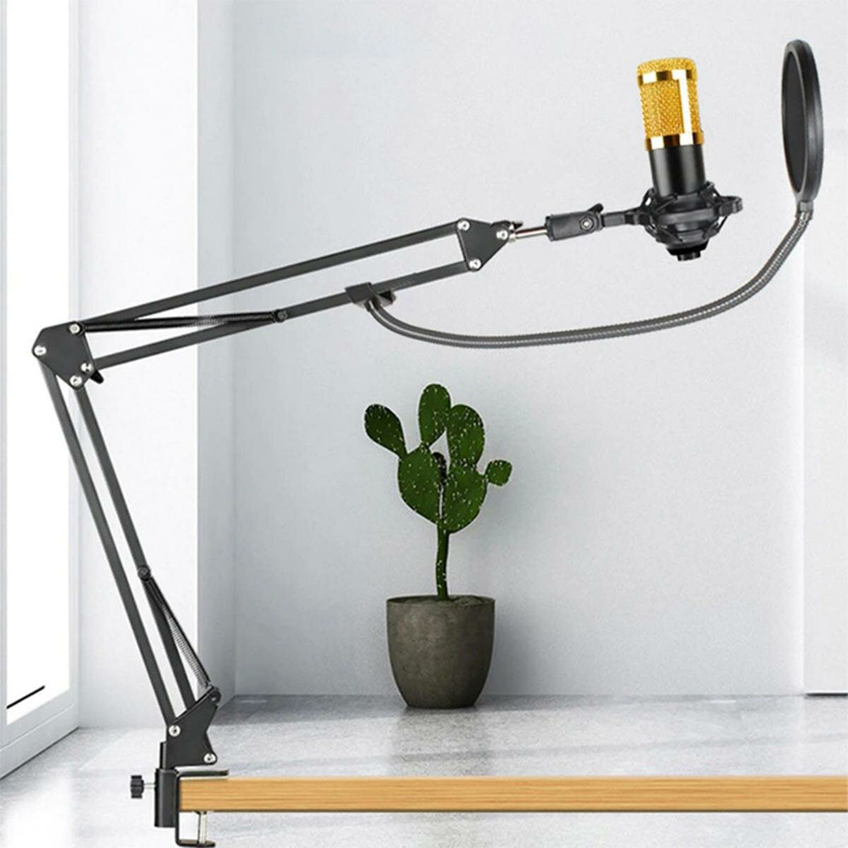 Комплект конденсаторного микрофона BM800 с регулируемым ножничным подвесом микрофона, амортизационным креплением и двухс