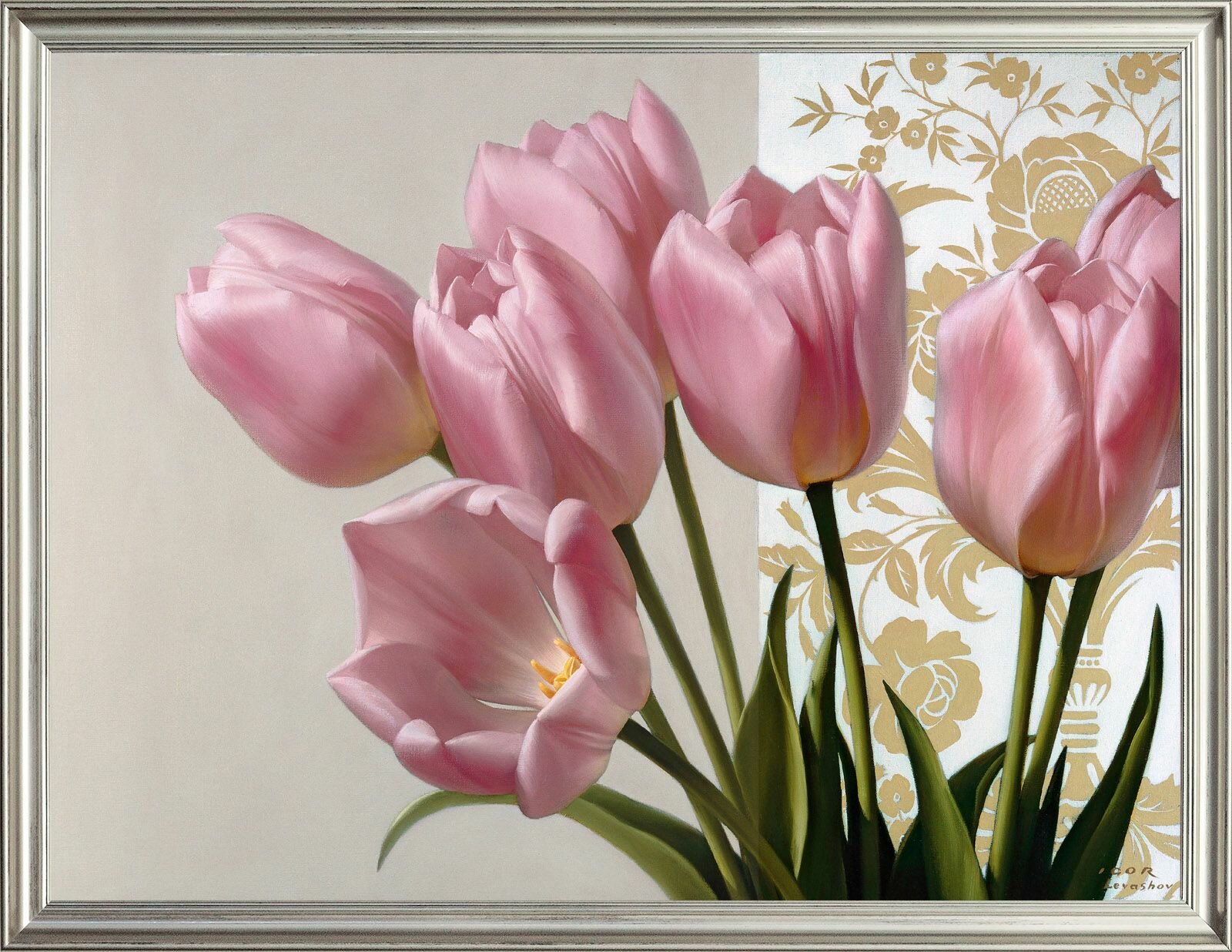 Картина на холсте "Нежные пожелания", 80х60 см, художник - Левашов И, Холст на деревянном подрамнике, оформлена в багет, Арт. ЛИ-х2