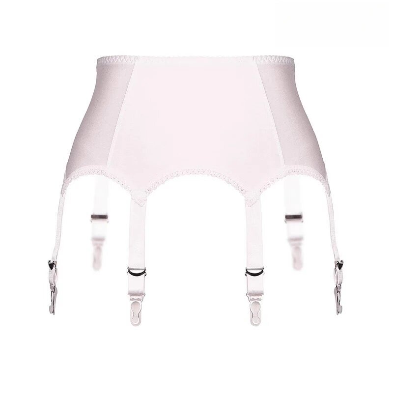 Блестящий атласный пояс для чулок Белый, White