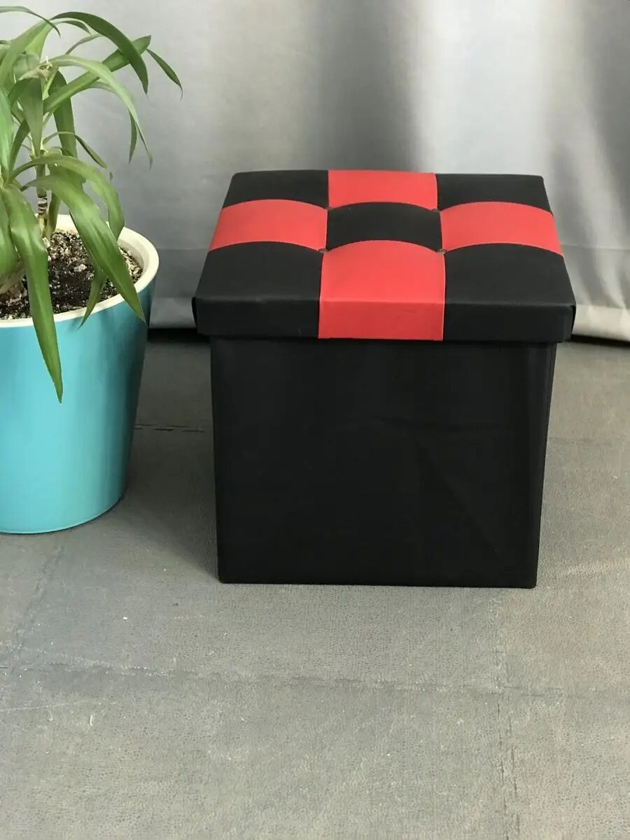 Пуф складной "Шахматы" черно-красный