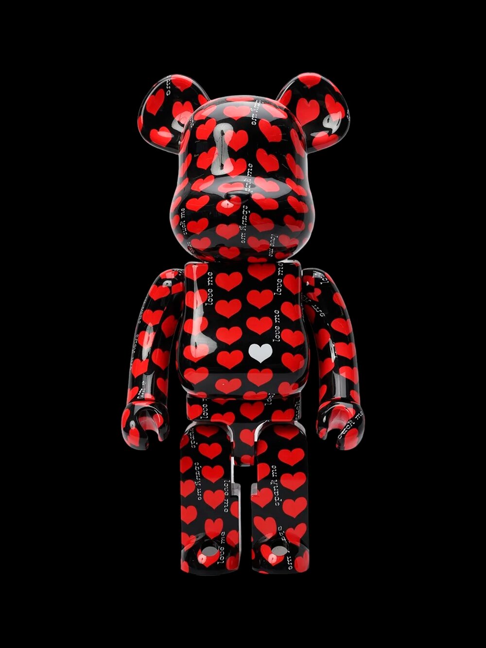 Коллекционная оригинальная фигура Bearbrick Black Hearts 1000% / 70 см высота / ABS пластик / Medicom Toy / Красный