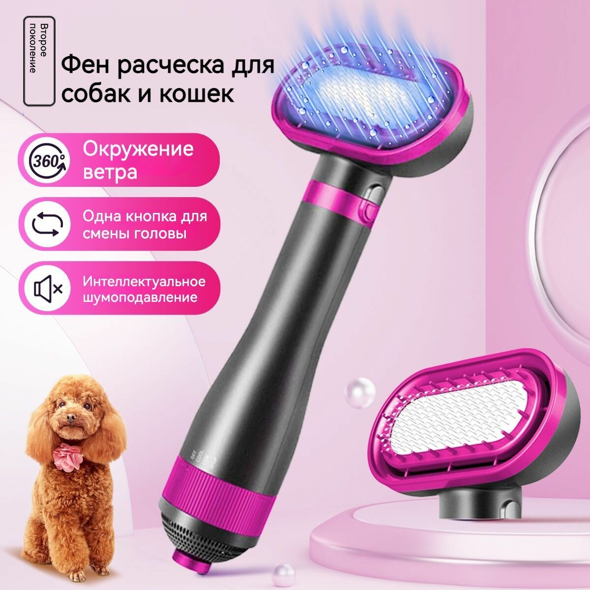 Фен для собак / фен расческа для собак и кошек 2в1