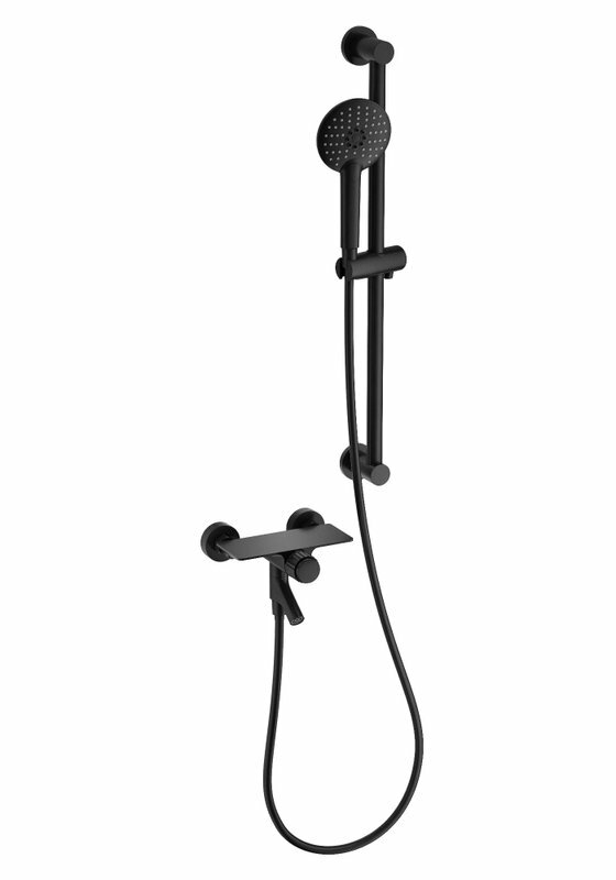 Смеситель для ванны с душем Wonzon & Woghand Click WW-FE05L222-MB матовый черный, латунь, современный