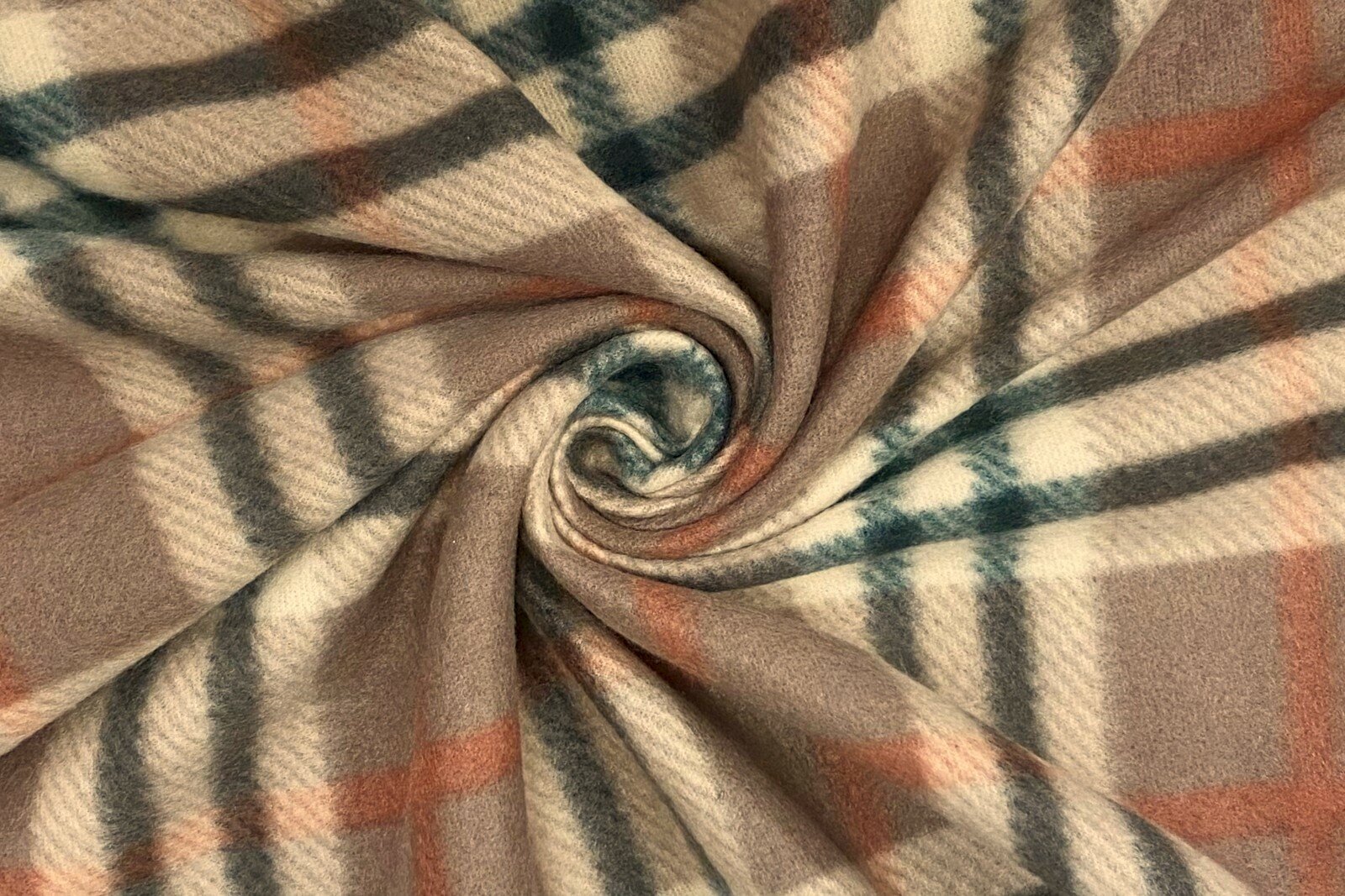 Ткань Флис в крупную клетку в бежевых тонах, 460 г/пм, ш200см, 0,5 м