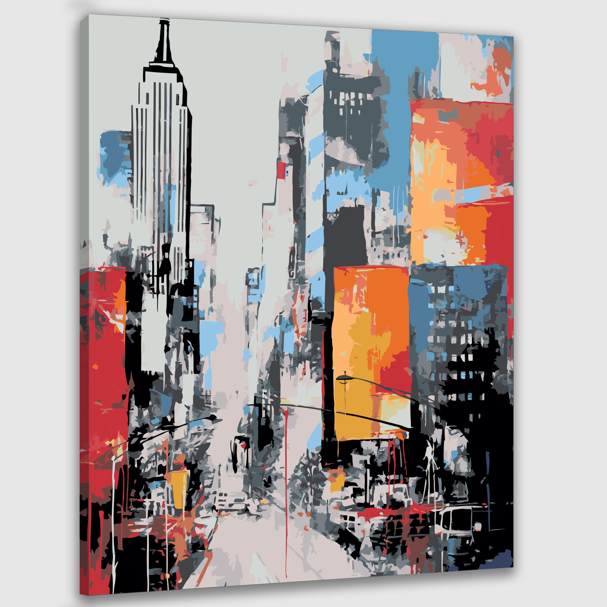 Картина по номерам 40x50 см, городской пейзаж, мосты, небоскребы, оживленные улицы, яркие цвета, смелые мазки кисти