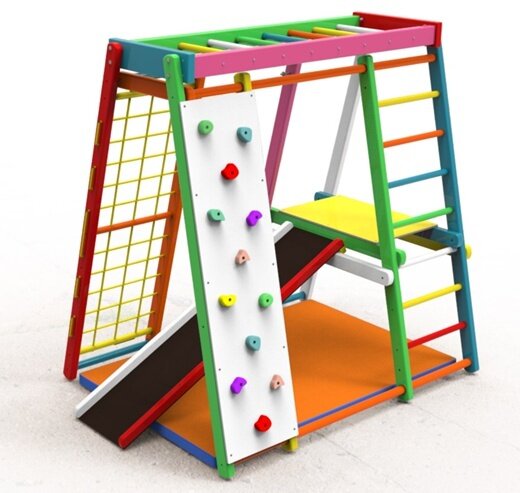 Детский спортивный комплекс из дерева "Богатырь компакт" для дома квартиры