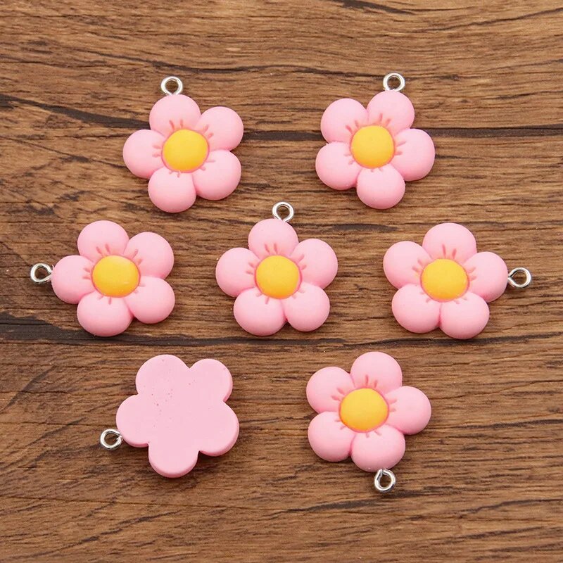 Акриловые подвески-цветочки 5/10 шт. Розовый, 5 pcs, Pink