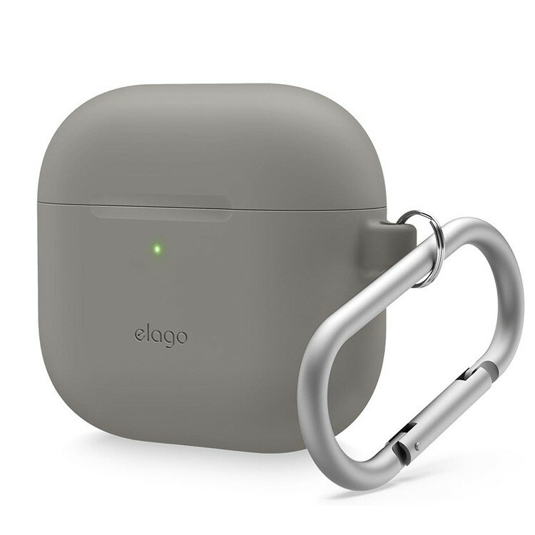 Elago силиконовый чехол с карабином для AirPods 4/5, Silicone Hang case Medium Grey