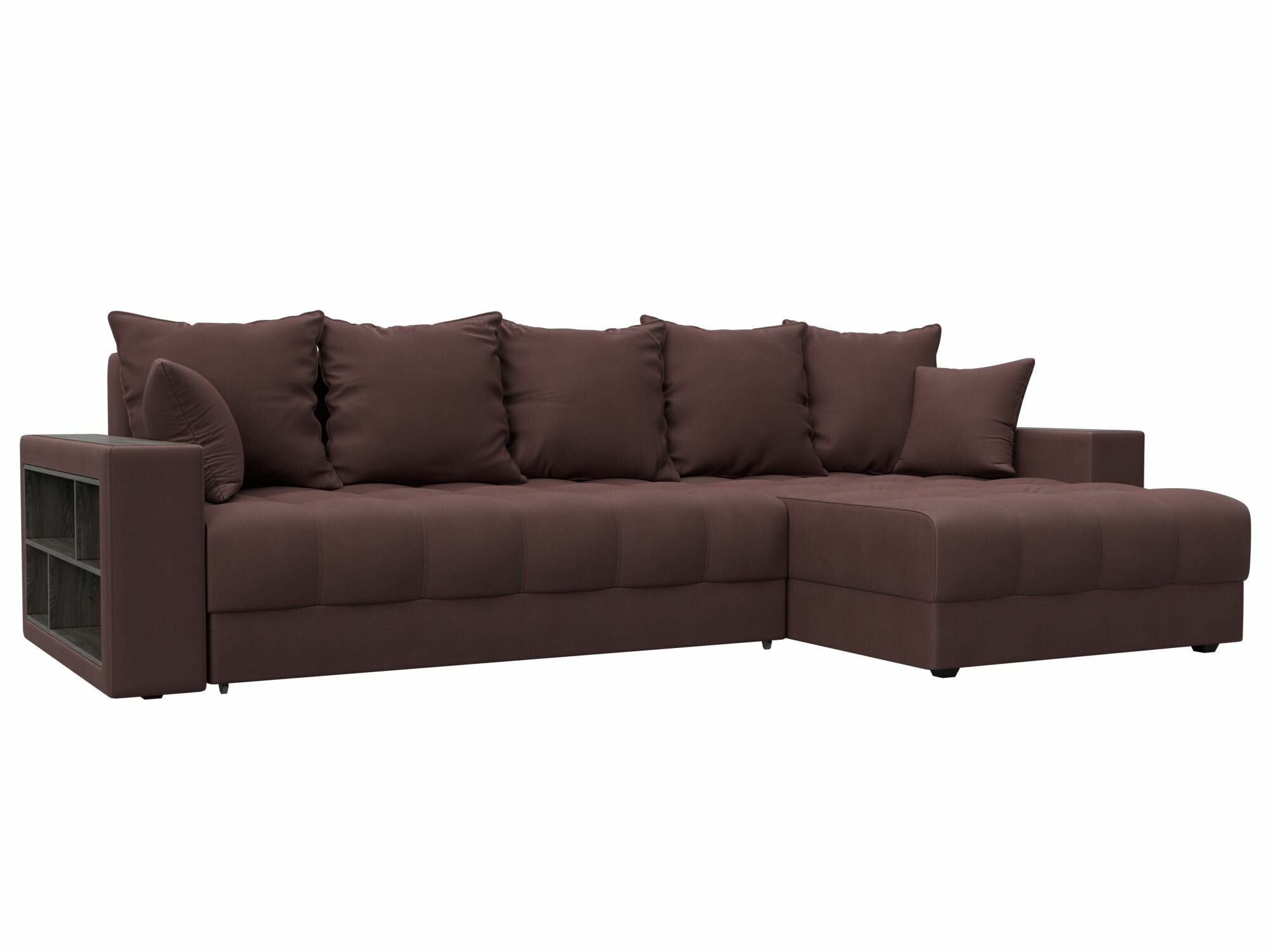 Диван угловой с декором и полкой Нола НПБ, Замша