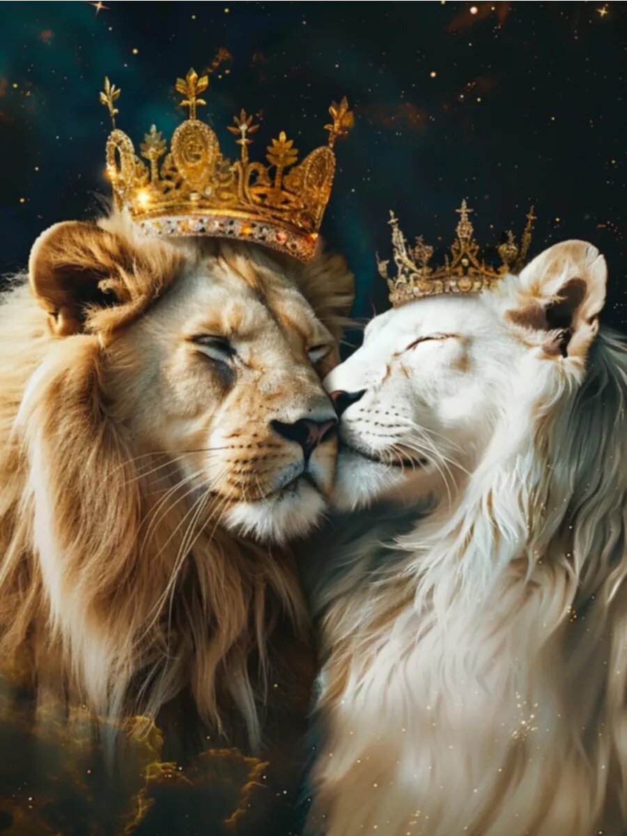 Картина по номерам львы 40х50