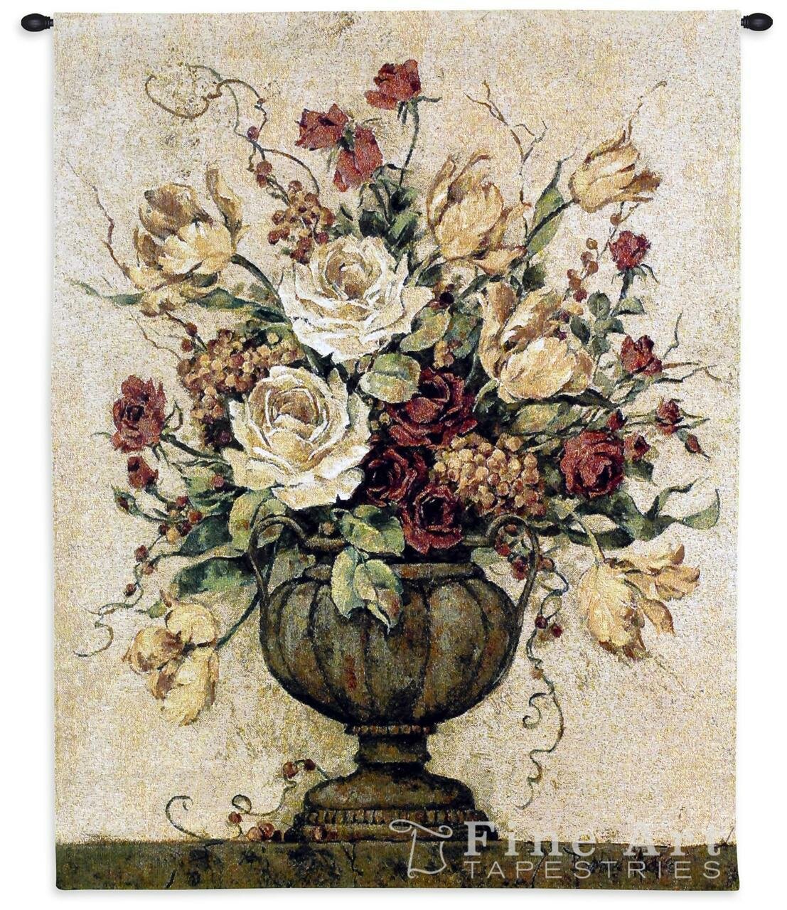 Гобелен натюрморт "Мысли II" 65x80 см, цветочная композиция, вертикальный, США