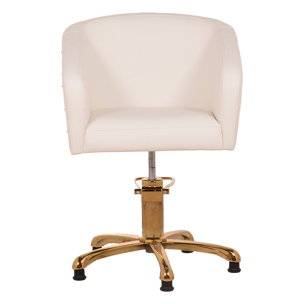 Парикмахерское кресло "Гламрок Gold", белый цвет, основание пятилучье