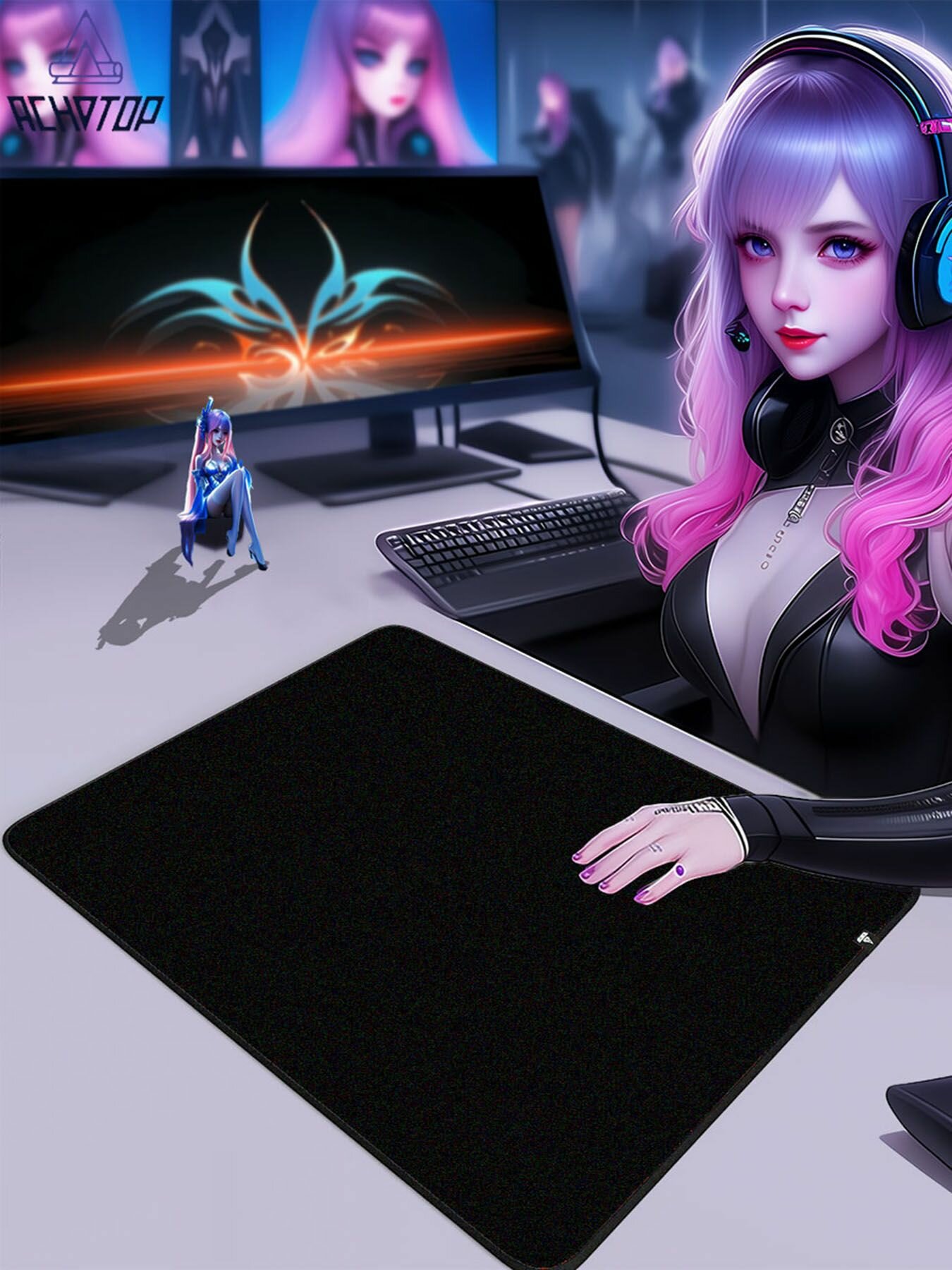 Управляющий игровой коврик для мыши Жаккардовый коврик для мыши 450х400х4мм, черный