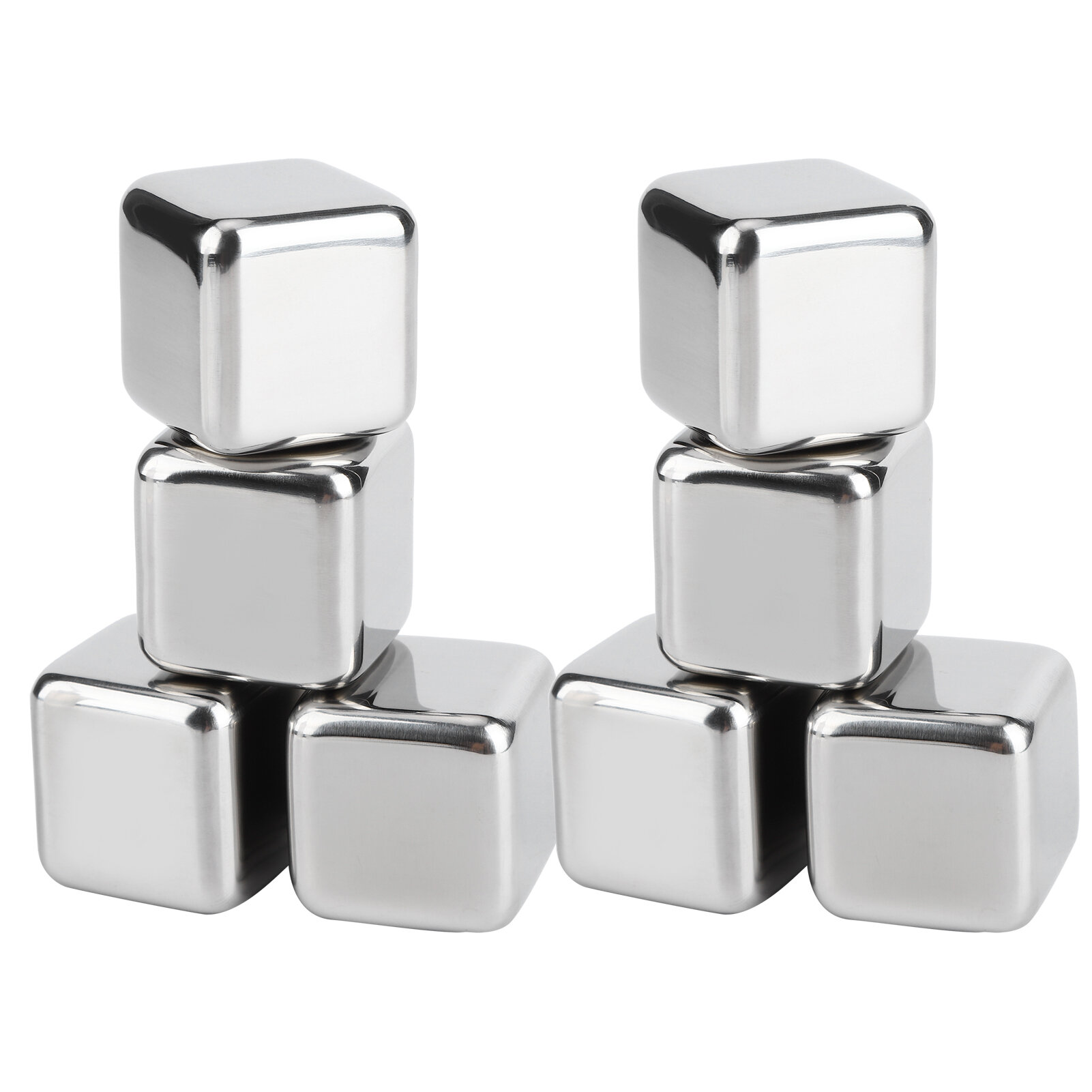 Кубики льда из нержавеющей стали, многоразовые охлаждающие камни для виски и вина с коробкой для хранения щипцов для льда, 8 шт.