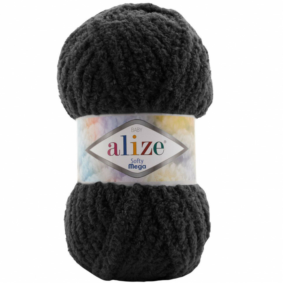 Пряжа Alize SOFTY MEGA 60 черный (5 мотков)