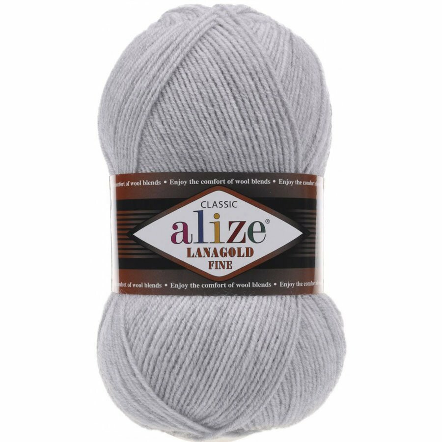 Пряжа Alize LANAGOLD FINE 684 пепел (5 мотков)