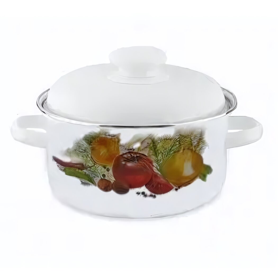 Кастрюля эмалированная 2л, серия "Итальянская кухня", сталь, с крышкой