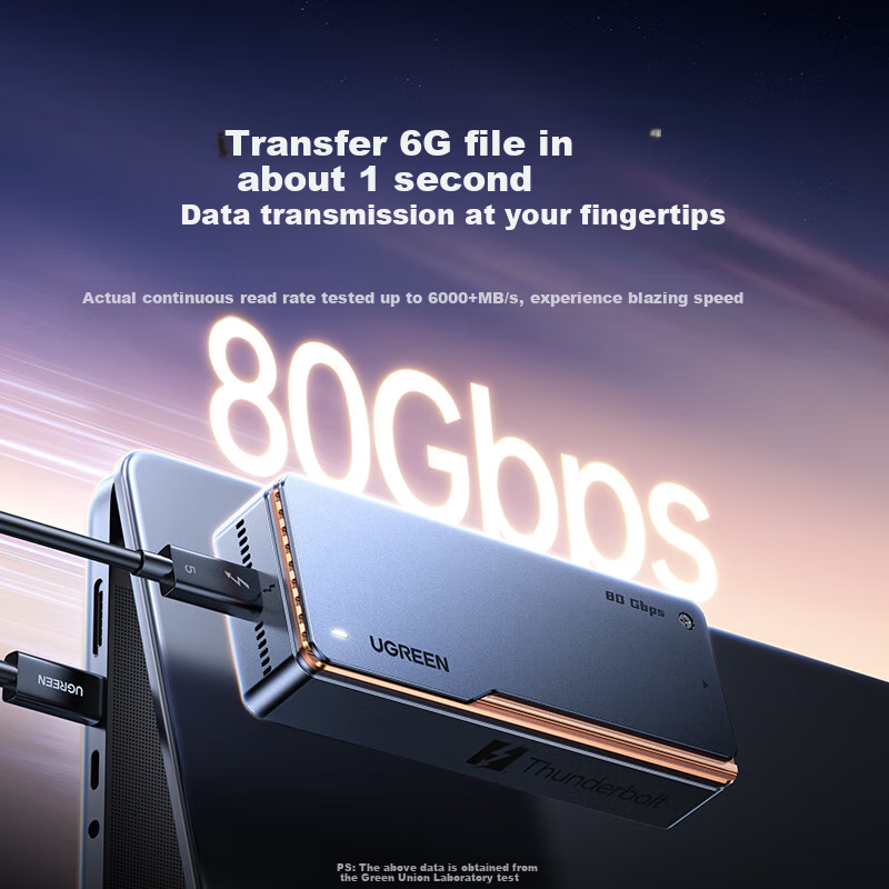UGREEN 80Gbps Hard Drive Enclosure Compatible with Thunderbolt 4/5/USB4 M.2 NVMe Portable Hard Drive Enclosure for Apple Mac mini M1 Computer SSD Expansion Solid State Drive