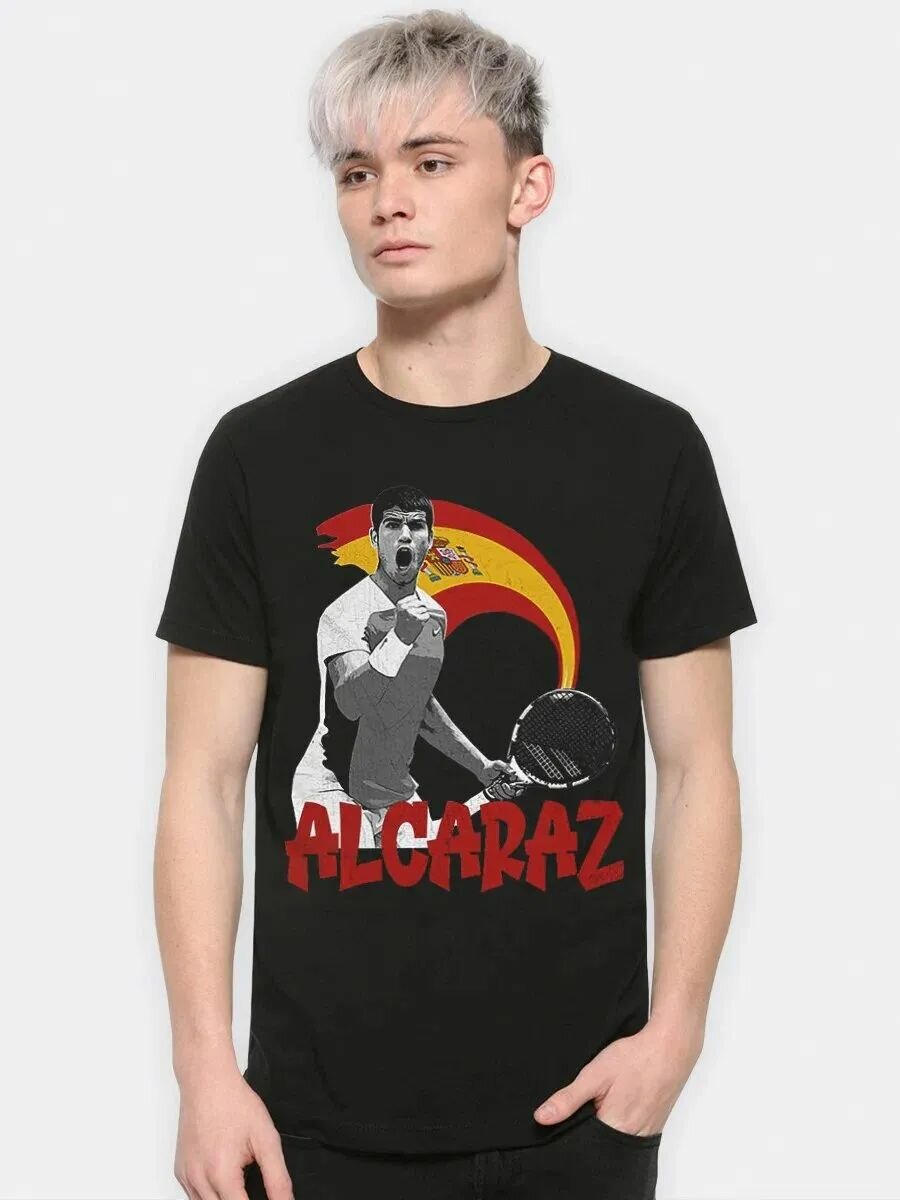 Футболка Design Heroes Футболка Карлос Алькарас / Carlos Alcaras / Мужская черная S