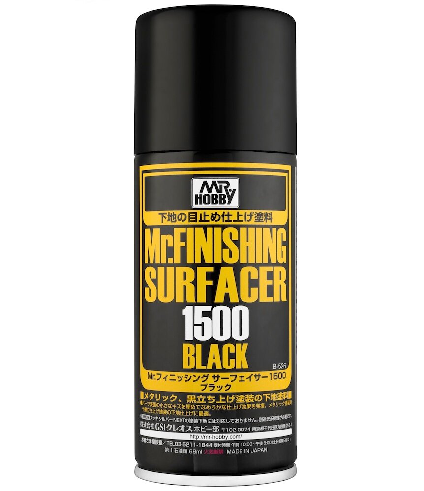 B-526 краска грунтовка в металлических баллончиках т. м. MR.HOBBY Mr.FINISHING SURFACER 1500 BLACK 170мл