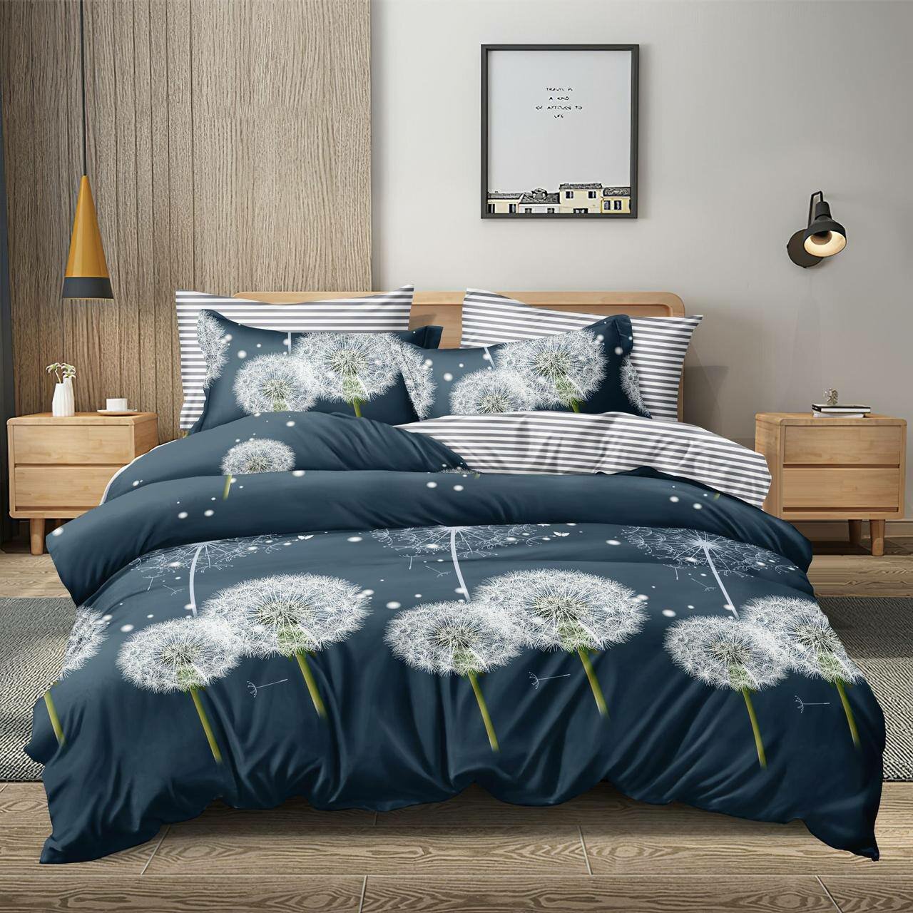 Постельное белье Lorida "Одуванчики", сатин, евро, 4 наволочки