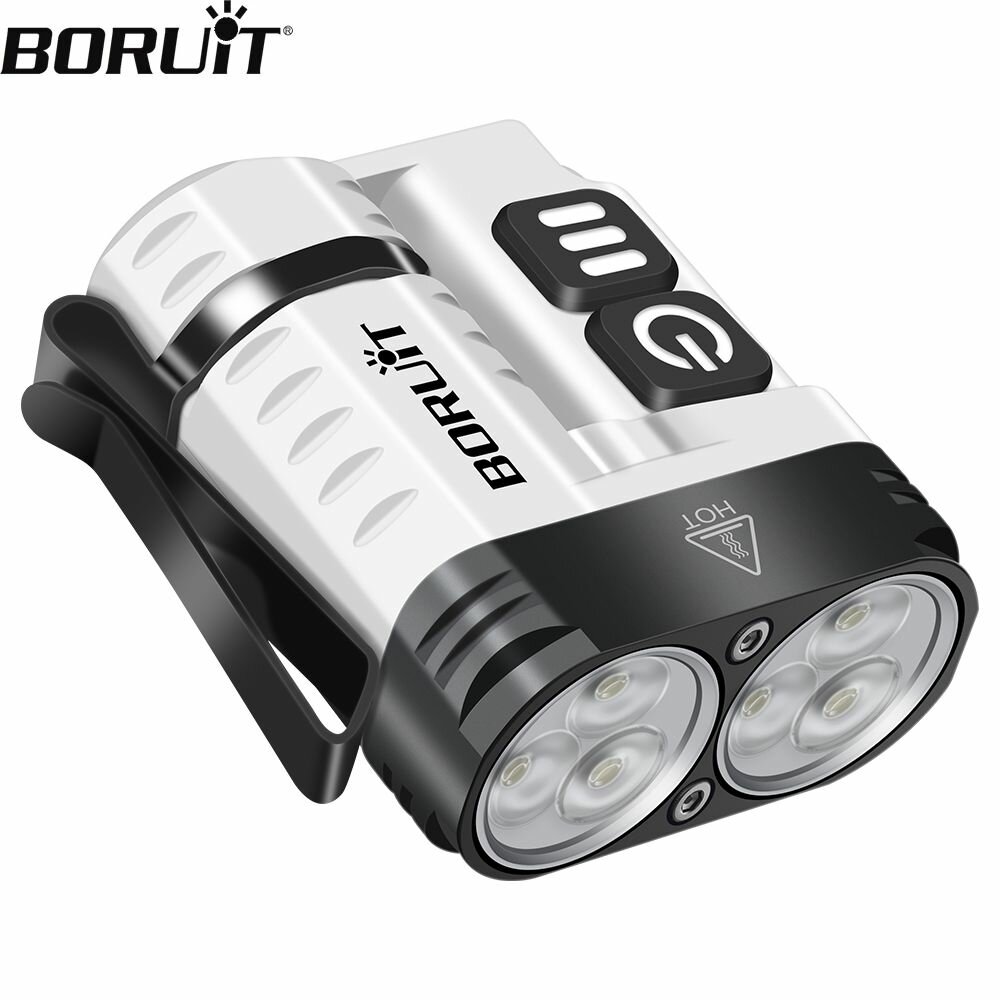 Яркий фонарик BORUiT U6 SST20 1600LM 20W перезаряжаемый с магнитом и зажимом！
