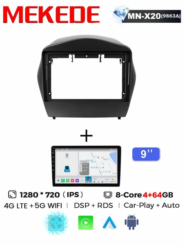 Магнитола 9" Mekede MN X20 Pro 4/64 Gb Hyundai Tucson 2 LM IX35 2009-2015 (AB) carplay