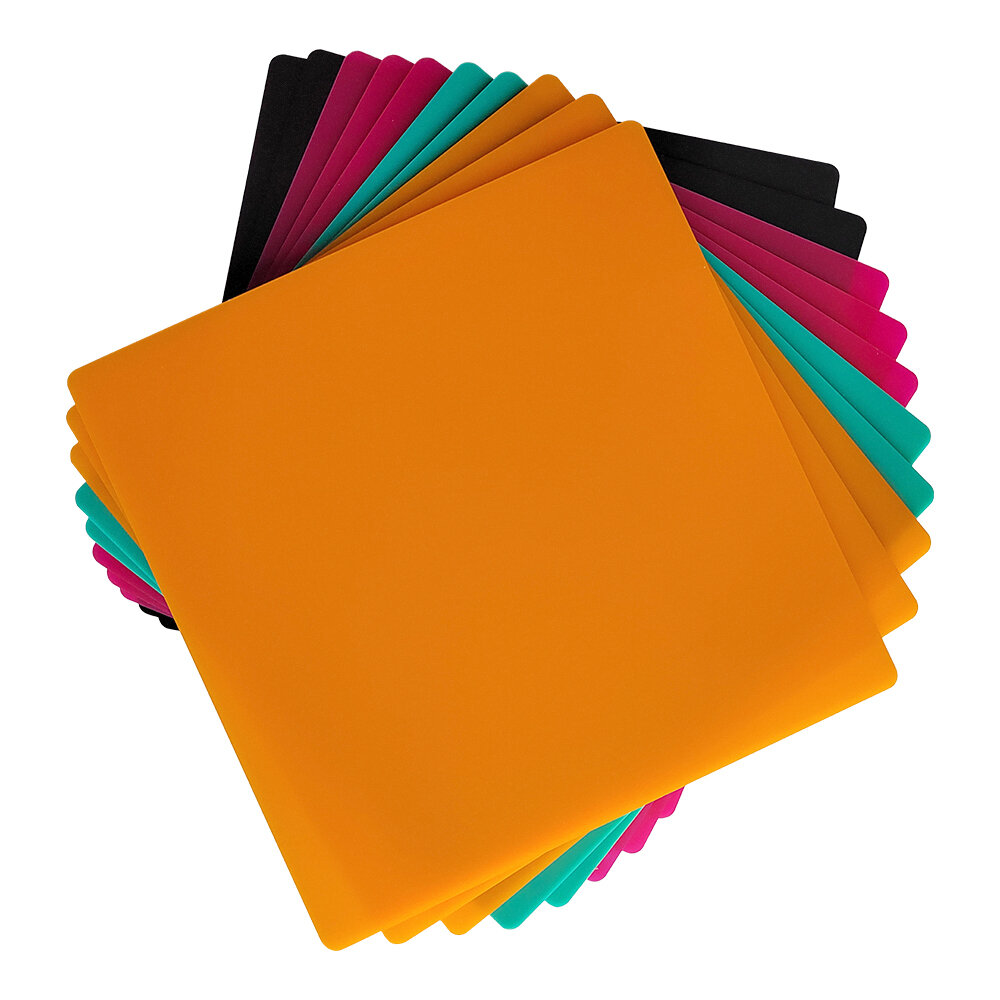 Creality 10pcs Colored Matte Acrylic Sheets 3 orange + 3 purple + 2 green + 2 black 8x8x1/8 inches/200x200x3mm Frosted Acrylic for CO2 engravers Falcon Series Falcon2 Falcon Pro Engraving Machine DIY Projects 3D Printing Models Crafts