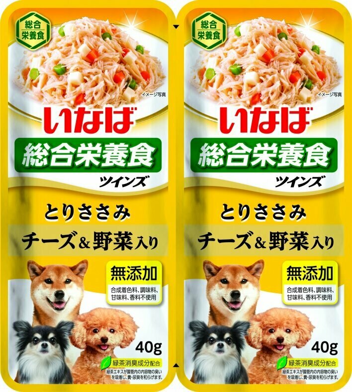 Пауч для собак INABA TWINS с овощами и сыром в желе, 2 шт х 40 г