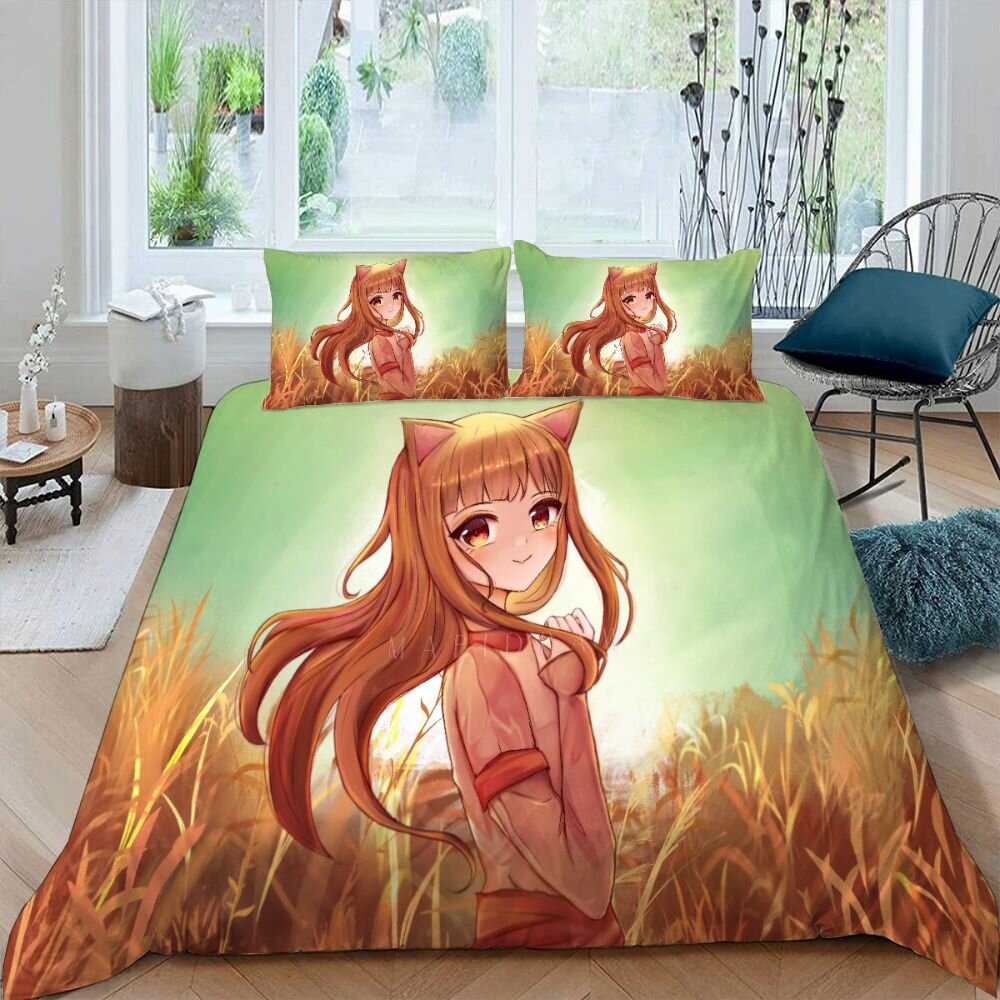 Постельное белье 1,5 спальное / 2-х , Пододеяльник, Аниме девушка