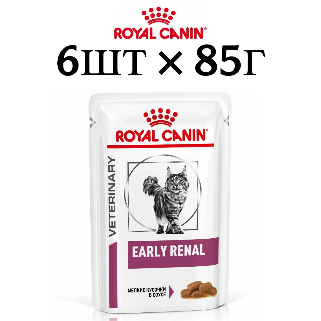 Влажный корм для кошек Royal Canin Renal Early при проблемах с почками на ранней стадии заболевания (6шт по 85г)