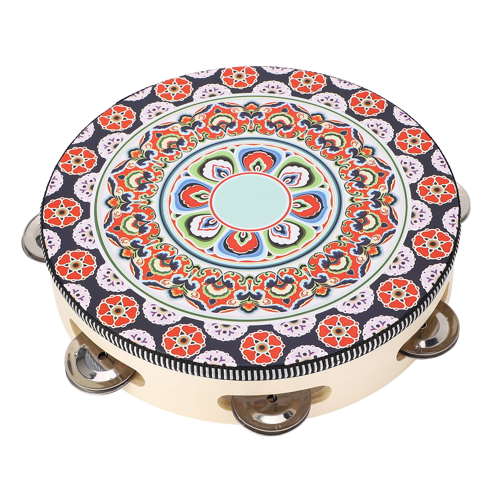 Ручной деревянный тамбурин 8 дюймов джинглы музыкальный образовательный инструмент для взрослых и детей красный цветок