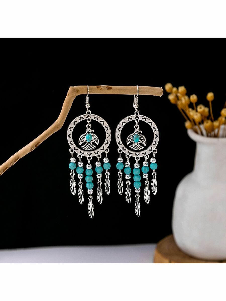 Серьги be self true, эмаль, бирюза синтетическая