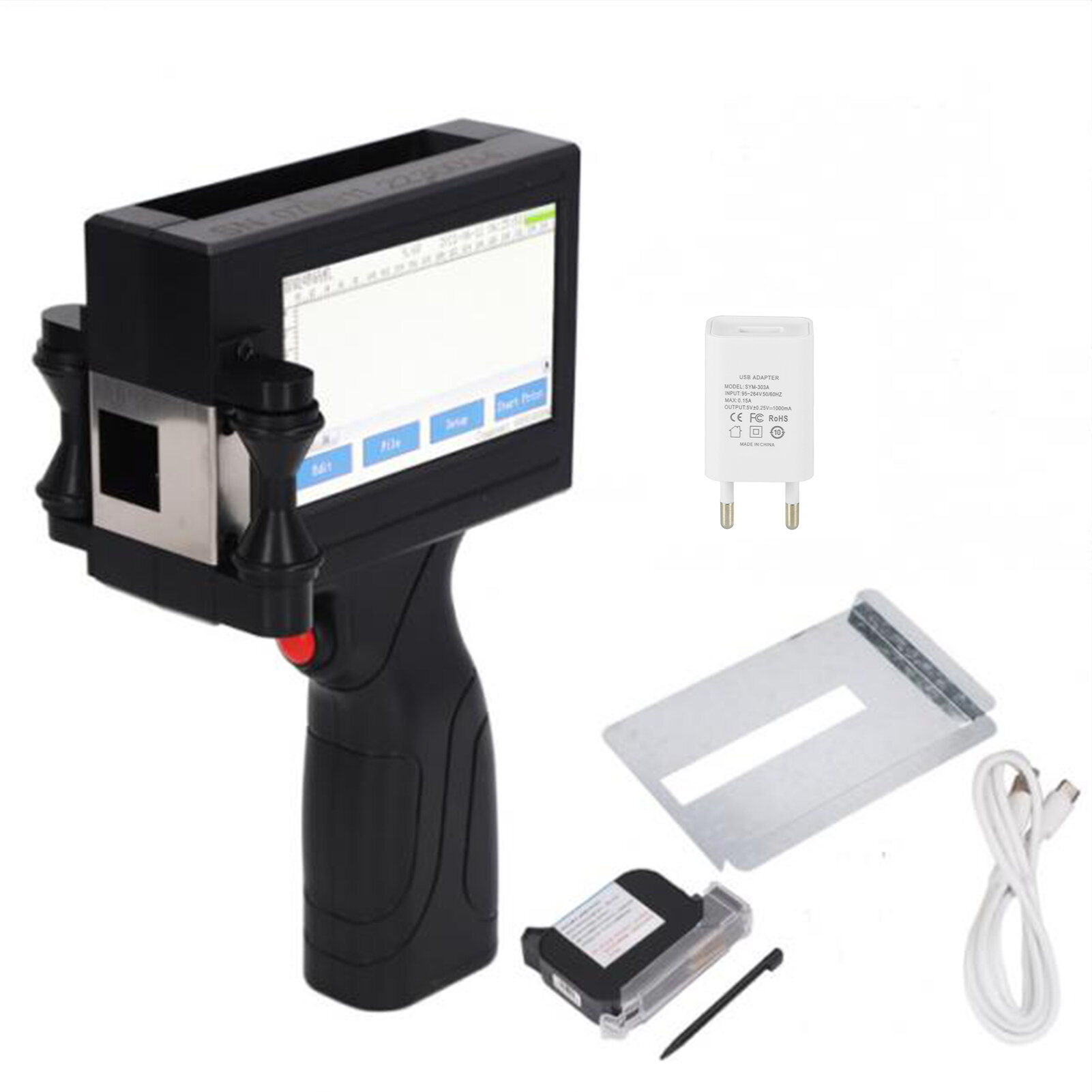 Портативный интеллектуальный ручной струйный принтер-пистолет с LED-сенсорным экраном, вилка 12,7 мм (европейский стандарт), напряжение питания 110–240 В.