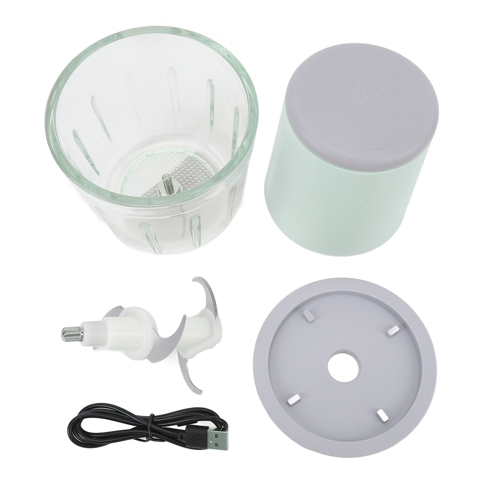 Мини-кухонный комбайн объемом 600 мл, беспроводной, мощный, легко моющийся, мясорубка, небольшой электрический измельчитель для овощей и фруктов, зеленый.