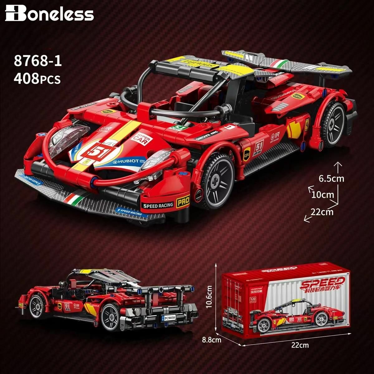 Конструктор "Гоночная Машинка" с Заводным Мотором, в Чемодане-Контейнере - Игрушка для Сборки Моделей Авто для Детей