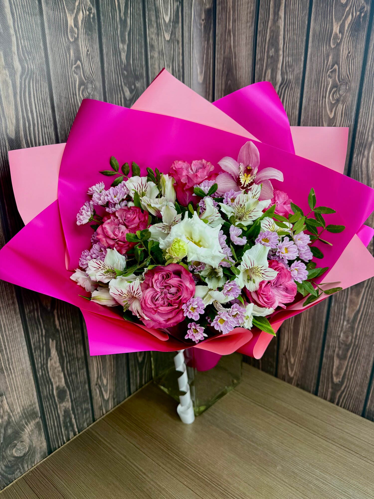 Букет «Дамское счастье»с орхидеей, розой- для девушки, мамы, бабушки, на любой повод