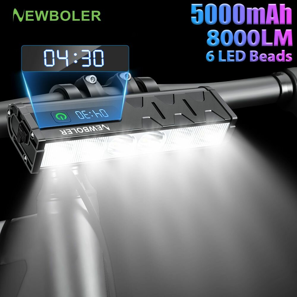 NEWBOLER Велосипедный фонарь, алюминиевый сплав, водонепроницаемый, зарядка через USB Type-C, дизайн чашки светильника немецкого стандарта 10000LM8