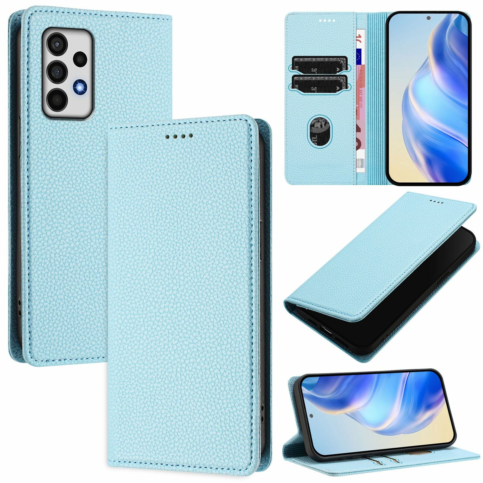 Кожаный книжка чехол для Samsung Galaxy A73 5G(Самсунг Галакси А73 5G)с визитницей и RFID-блокировкой