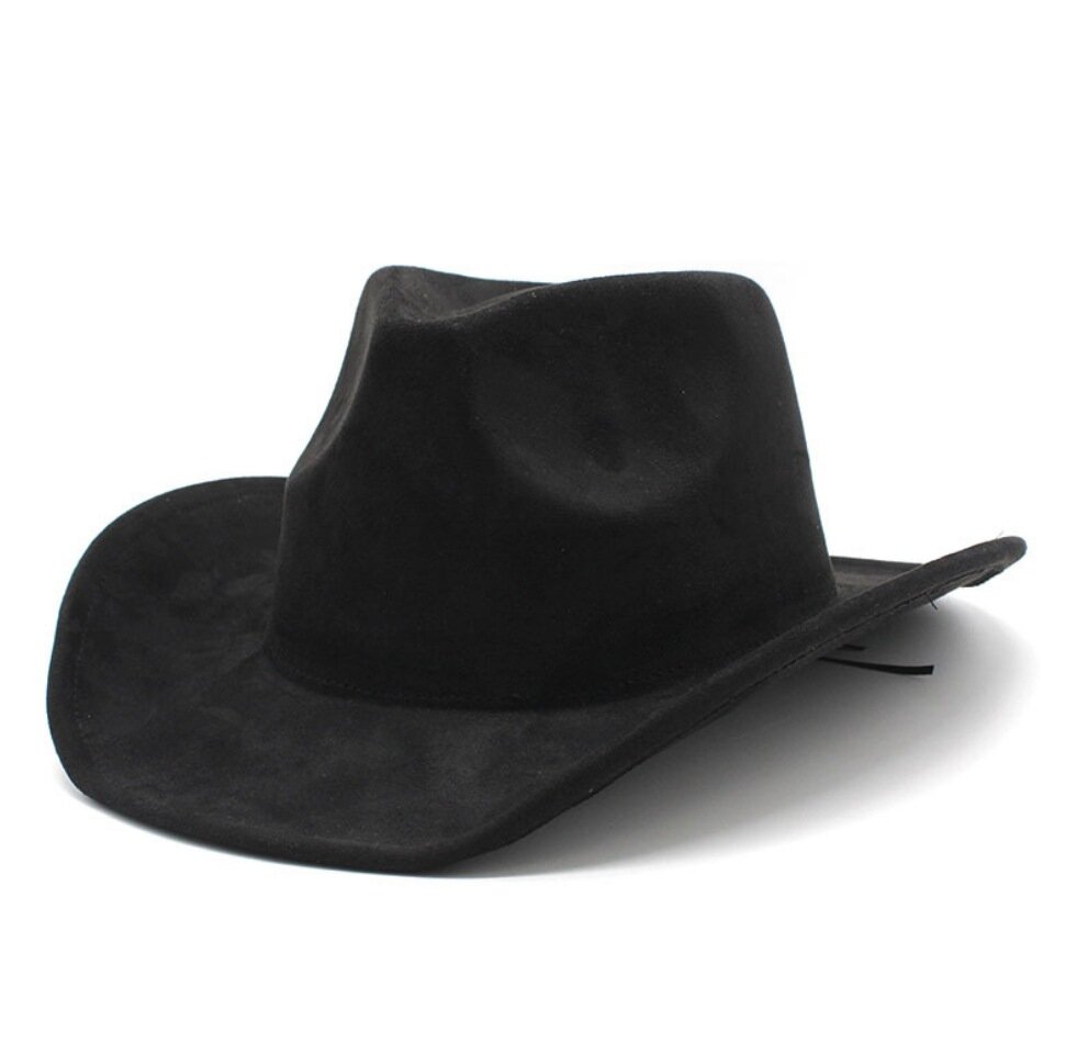 Шляпа-цилиндр, замшевая, ретро, черная, размер M